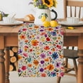 Burlap Table Runner 36 Inches Long, Abstract Wildflower Ombre Botanical ...