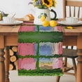 Burlap Table Runner 36 Inches Long, Abstract Window View Non-Slip ...