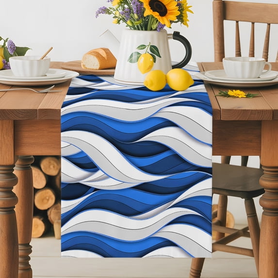 Burlap Table Runner 36 Inches Long, Abstracts Twists Lines Non-Slip ...