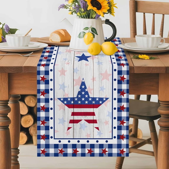 Burlap Table Runner 36 Inches Long, American Flag Star Independence Day ...
