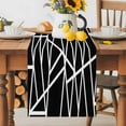 Burlap Table Runner 36 Inches Long, Black Geometric Abstract Line Non ...