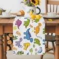 Burlap Table Runner 36 Inches Long, Cartoon Green Blue Purple Dinosaur ...