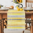 Burlap Table Runner 36 Inches Long, Classic Yellow Gray Stripes Non ...