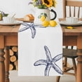 Burlap Table Runner 36 Inches Long, Coastal Blue Starfish Sea Stars Non ...