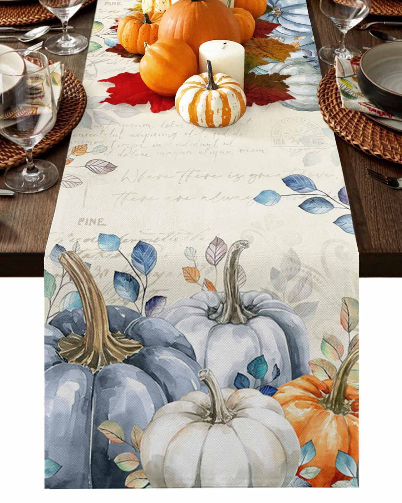 Burlap Table Runner 36 Inches Long,Fall Eucalyptus Leaf Thanksgiving ...