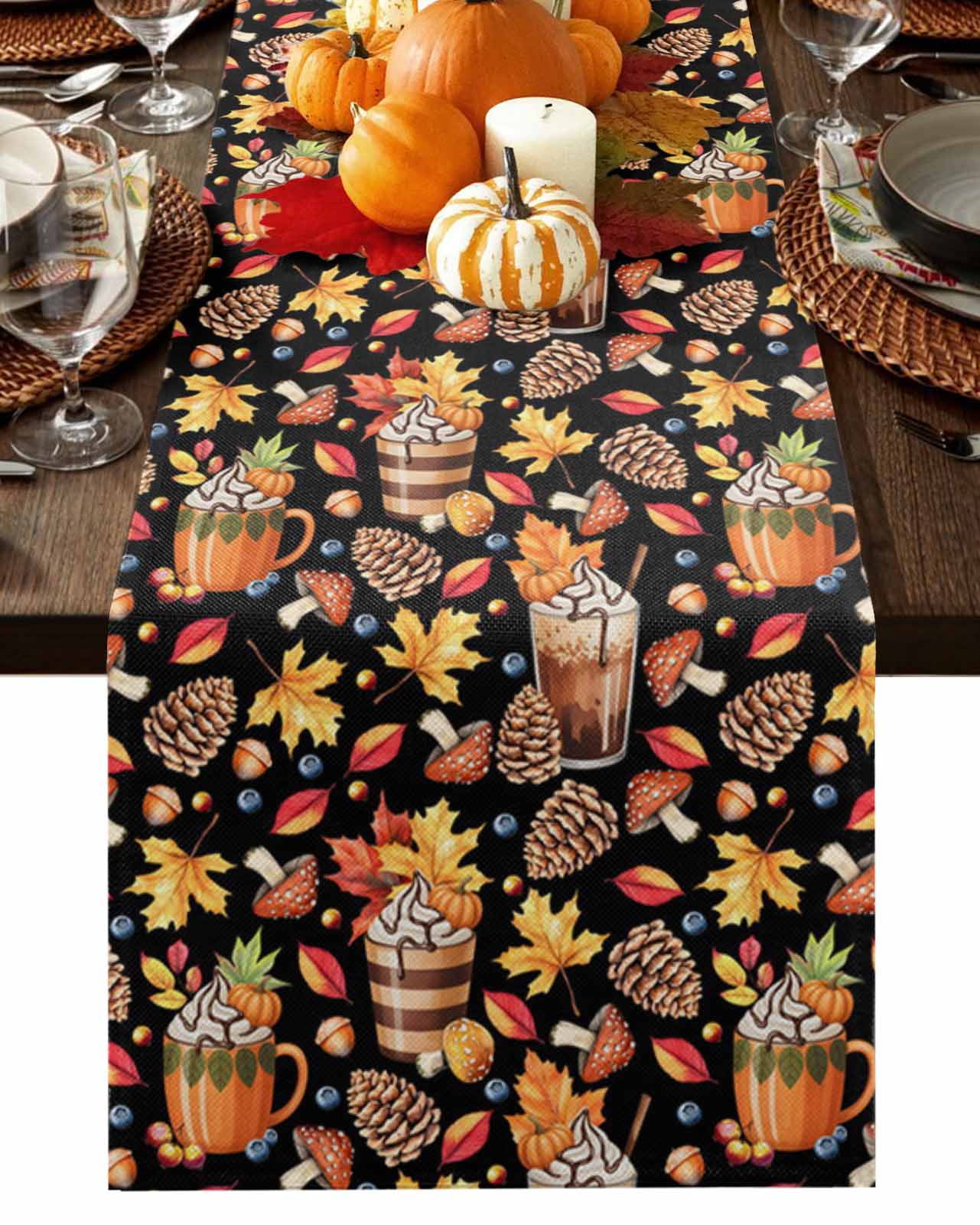 Burlap Table Runner 36 Inches Long,Fall Maple Leaf Thanksgiving ...