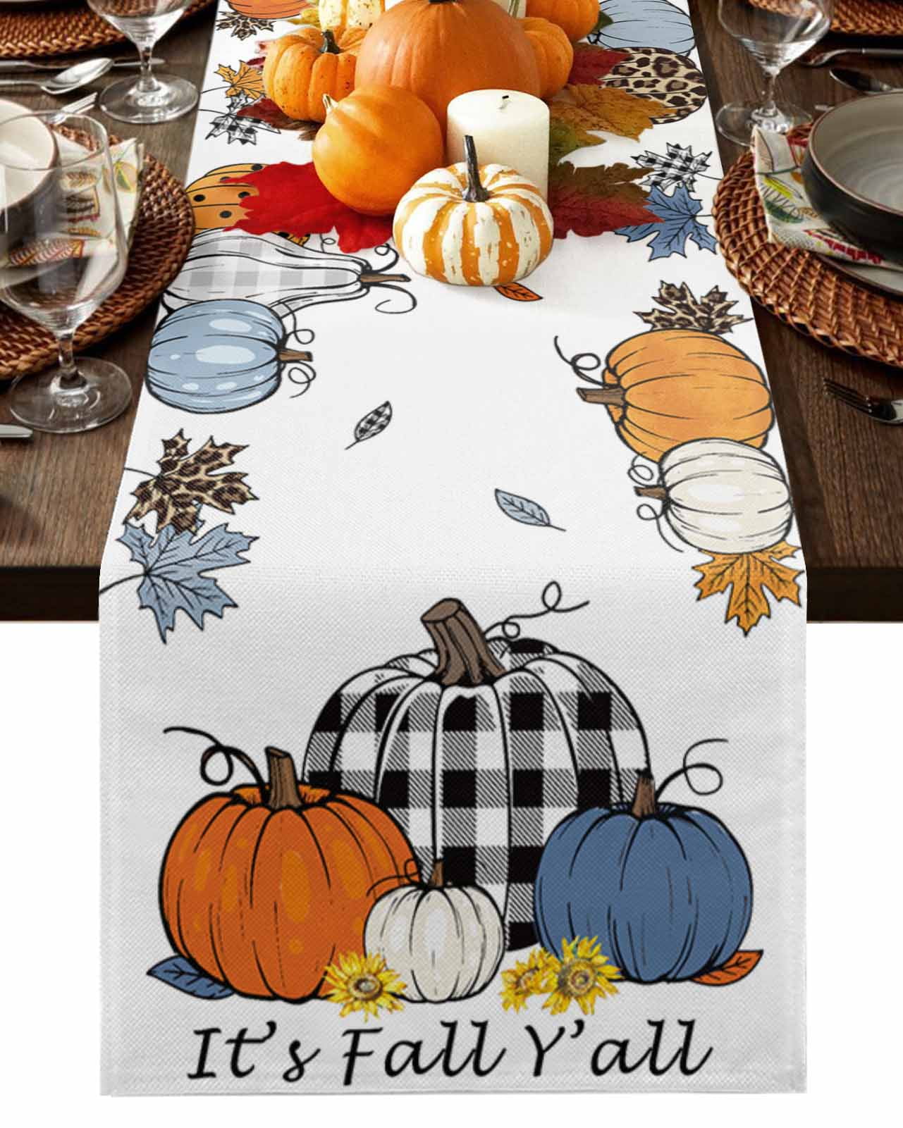 Burlap Table Runner 36 Inches Long,Fall Thanksgiving Pumpkin Maple ...