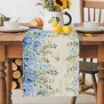 Burlap Table Runner 36 Inches Long, Farm Blue Hydrangea Floral ...