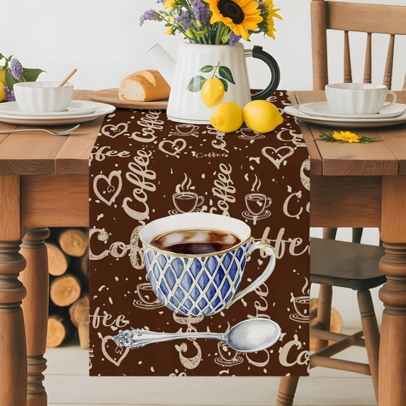 Burlap Table Runner 36 Inches Long, Farm Cafe Coffee Vintage Brown Non ...