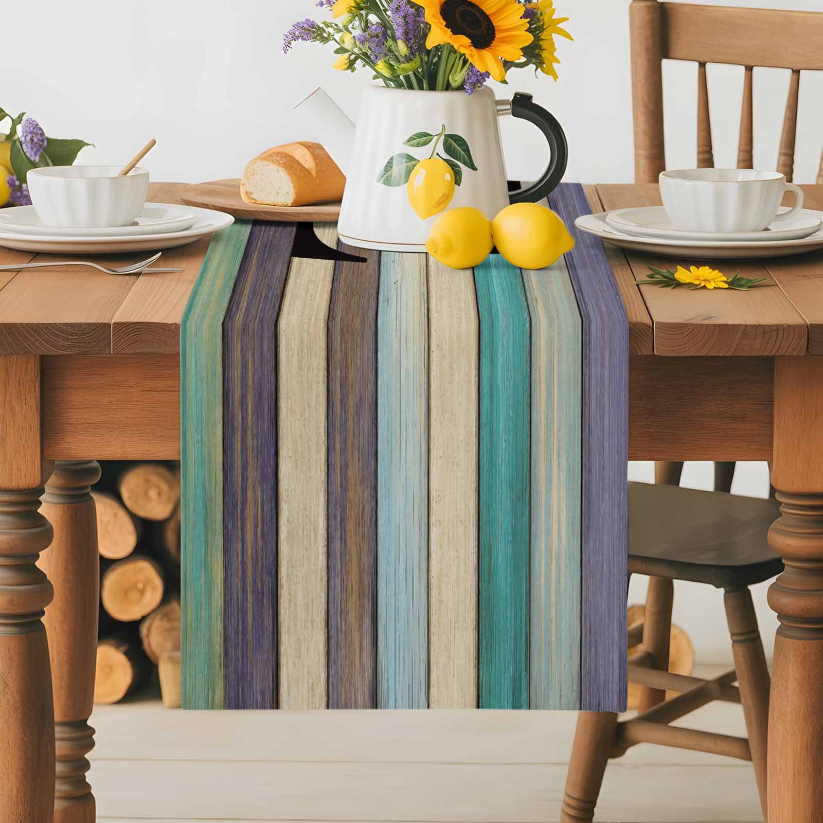Burlap Table Runner 36 Inches Long, Farm Home Windmill Non-Slip Kitchen ...