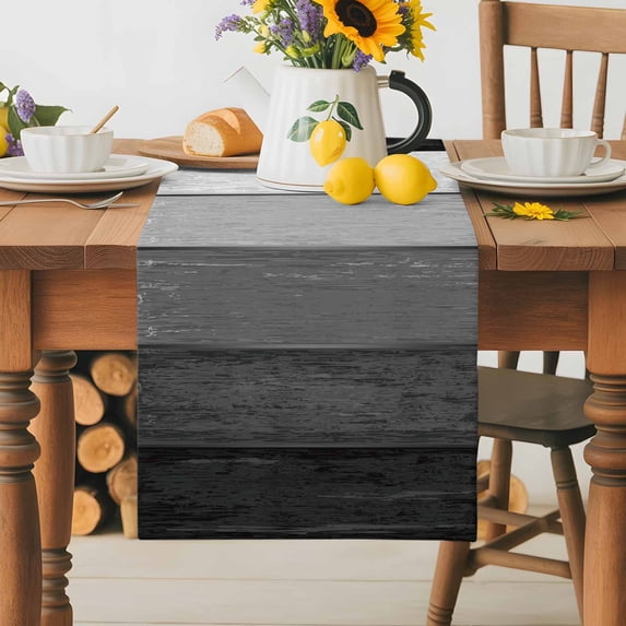 Burlap Table Runner 36 Inches Long,Farm Retro Wood Grain Black Gray Non ...