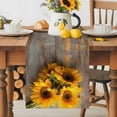 Burlap Table Runner 36 Inches Long, Farmhouse Sunflowers on Wood Board ...