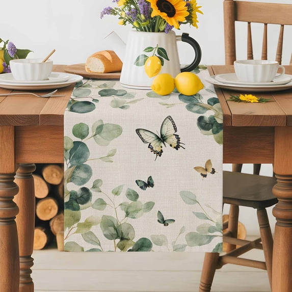 Burlap Table Runner 36 Inches Long,Gradient Eucalyptus Retro Linen Non ...