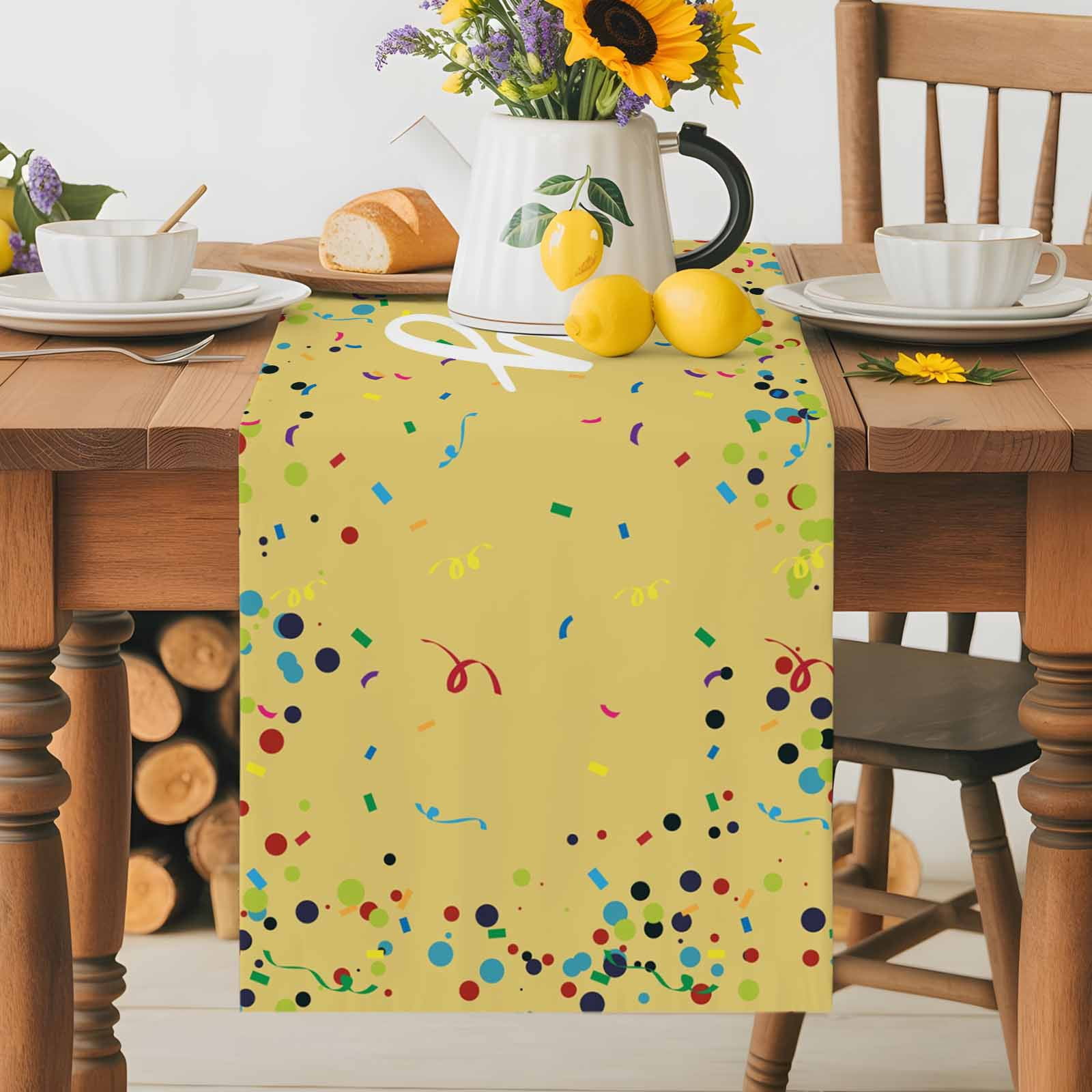 Burlap Table Runner 36 Inches Long, Happy Birthday Words Non-Slip ...