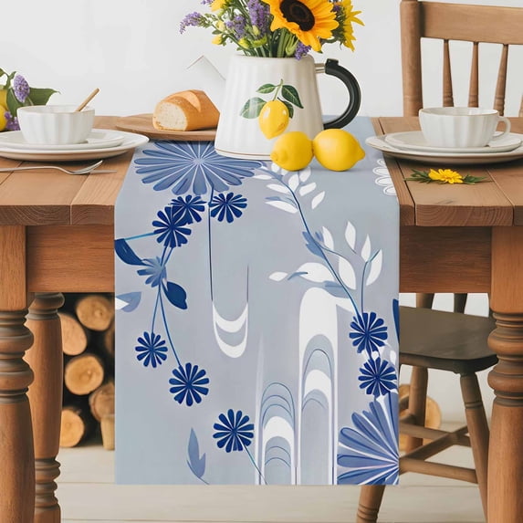 Burlap Table Runner 36 Inches Long, Japanese Chrysanthemum Texture Non ...