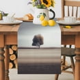 Burlap Table Runner 36 Inches Long, Lonely Tree in Steppe Landscape Non ...