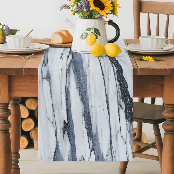Burlap Table Runner 36 Inches Long, Marble Texture Pattern Non-Slip ...