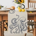 Burlap Table Runner 36 Inches Long, Marine Octopus Sea Monster Non-Slip ...