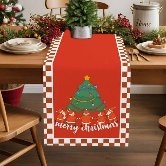 Burlap Table Runner 36 Inches Long,Merry Christmas Red Santa Claus Non ...