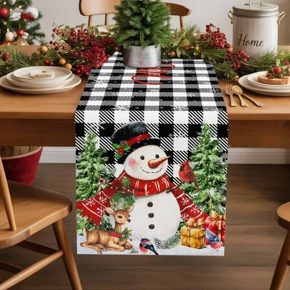 Burlap Table Runner 36 Inches Long,Merry Christmas Words on Black White ...