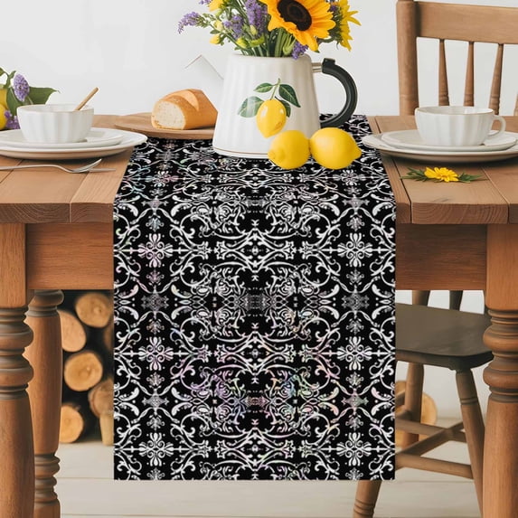 Burlap Table Runner 36 Inches Long, Mid Century Abstract Stripe Art Non ...