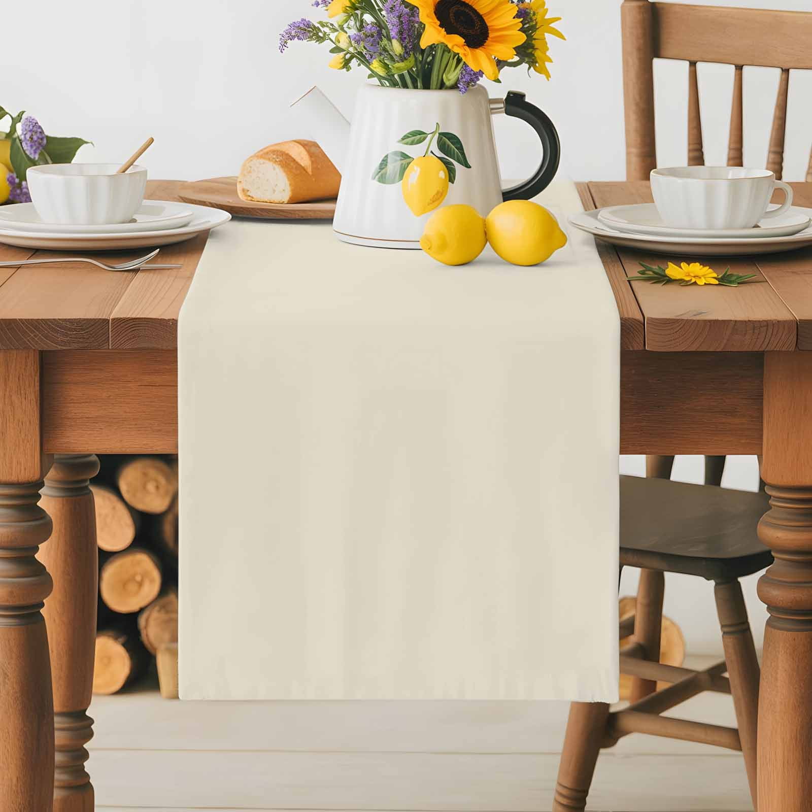 Burlap Table Runner 36 Inches Long,Modern Solid Color Cream Art Non ...