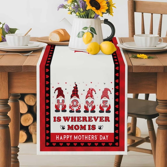 Burlap Table Runner 36 Inches Long, Mother's Day Dwarf Quotes Non-Slip ...