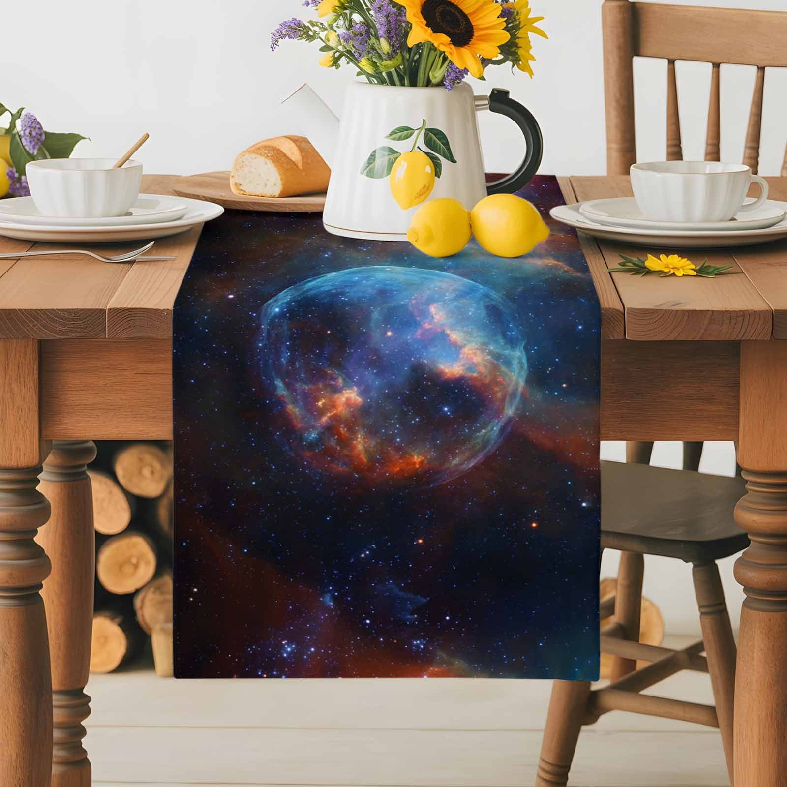 Burlap Table Runner 36 Inches Long, Mysterious Planet Outer Space Non ...