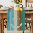 Burlap Table Runner 36 Inches Long, Nautical Blue Anchor Farm Wood ...