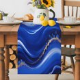 Burlap Table Runner 36 Inches Long, Navy Blue Gradient Stripe Non-Slip ...