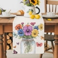 Burlap Table Runner 36 Inches Long, Pastoral Cartoon Flowers Non-Slip ...