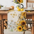 Burlap Table Runner 36 Inches Long, Pastoral Sunflower Daisy Leaves Non ...