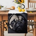 Burlap Table Runner 36 Inches Long, Realistic Pug Dog Pattern Non-Slip ...