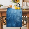 Burlap Table Runner 36 Inches Long, Retro Abstract Blue White Building ...