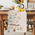 Burlap Table Runner 36 Inches Long, Retro Country Red Flowers Non-Slip ...