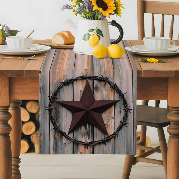Burlap Table Runner 36 Inches Long,Retro Country Texas Western Star Non ...