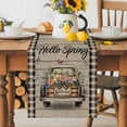 Burlap Table Runner 36 Inches Long, Retro Truck Spring Flower Non-Slip ...