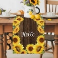 Burlap Table Runner 36 Inches Long, Rustic Sunflower Hello Text Non ...