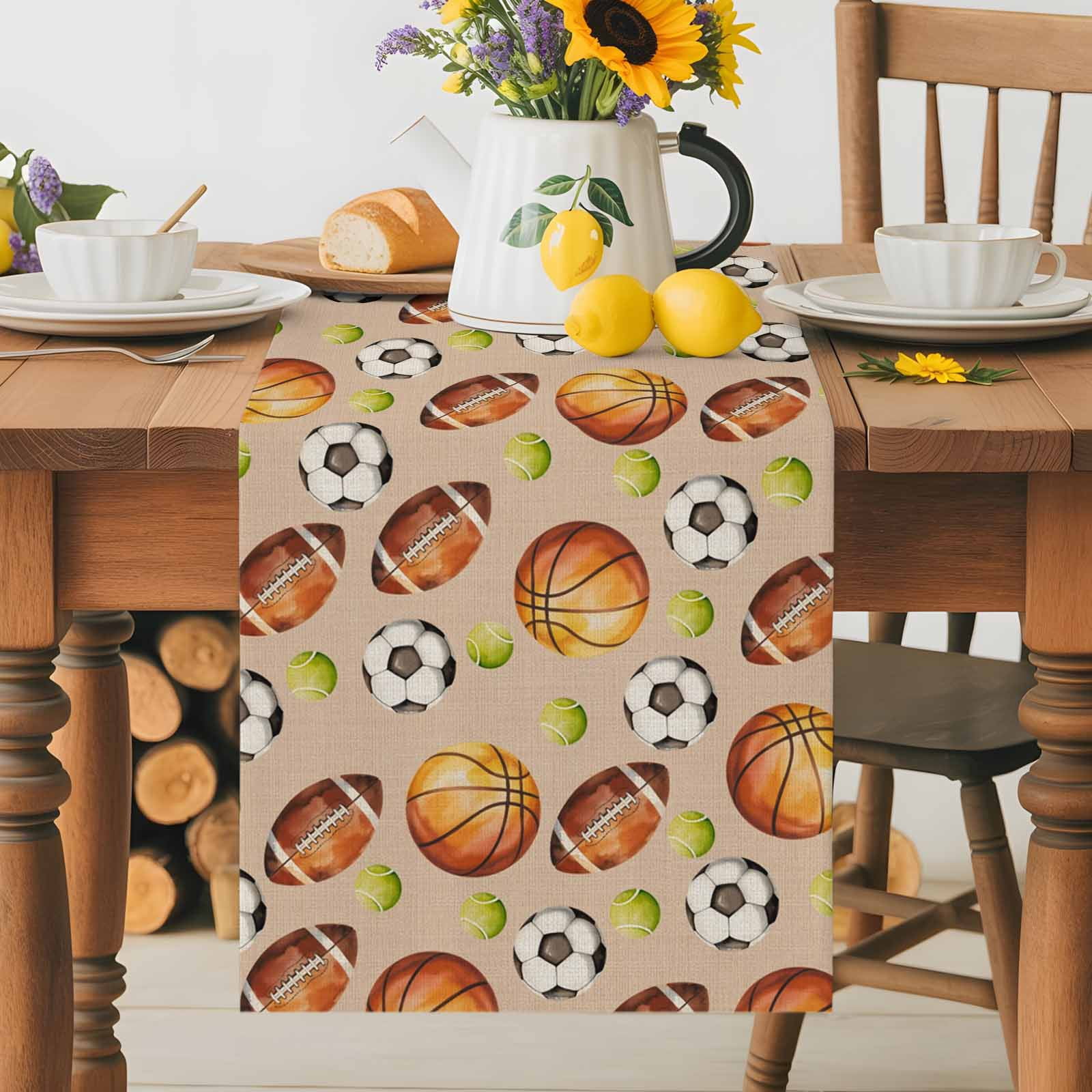 Burlap Table Runner 36 Inches Long, Sport Basketball Soccer Tennis Non ...