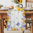 Burlap Table Runner 36 Inches Long, Spring Floral Retro White Plank Non ...