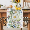 Burlap Table Runner 36 Inches Long, Spring Flowers Daisy Lavender Non ...