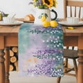 Burlap Table Runner 36 Inches Long, Spring Green Flowers Abstract ...