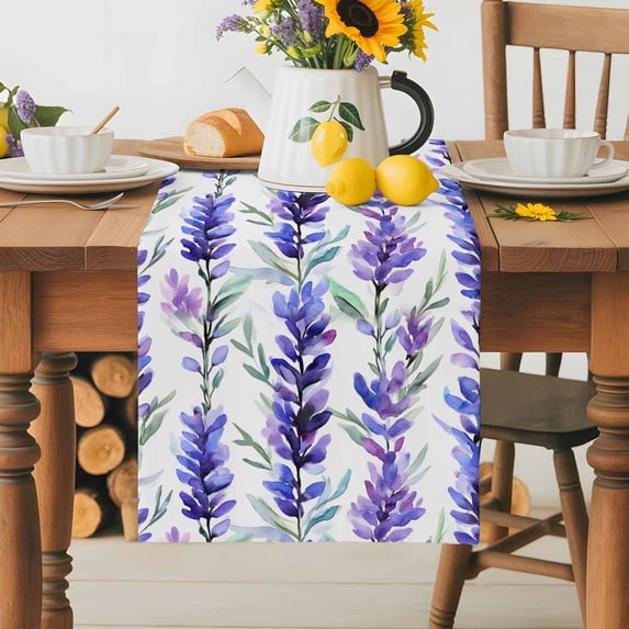 Burlap Table Runner 36 Inches Long,Spring Purple Lavender Non-Slip ...