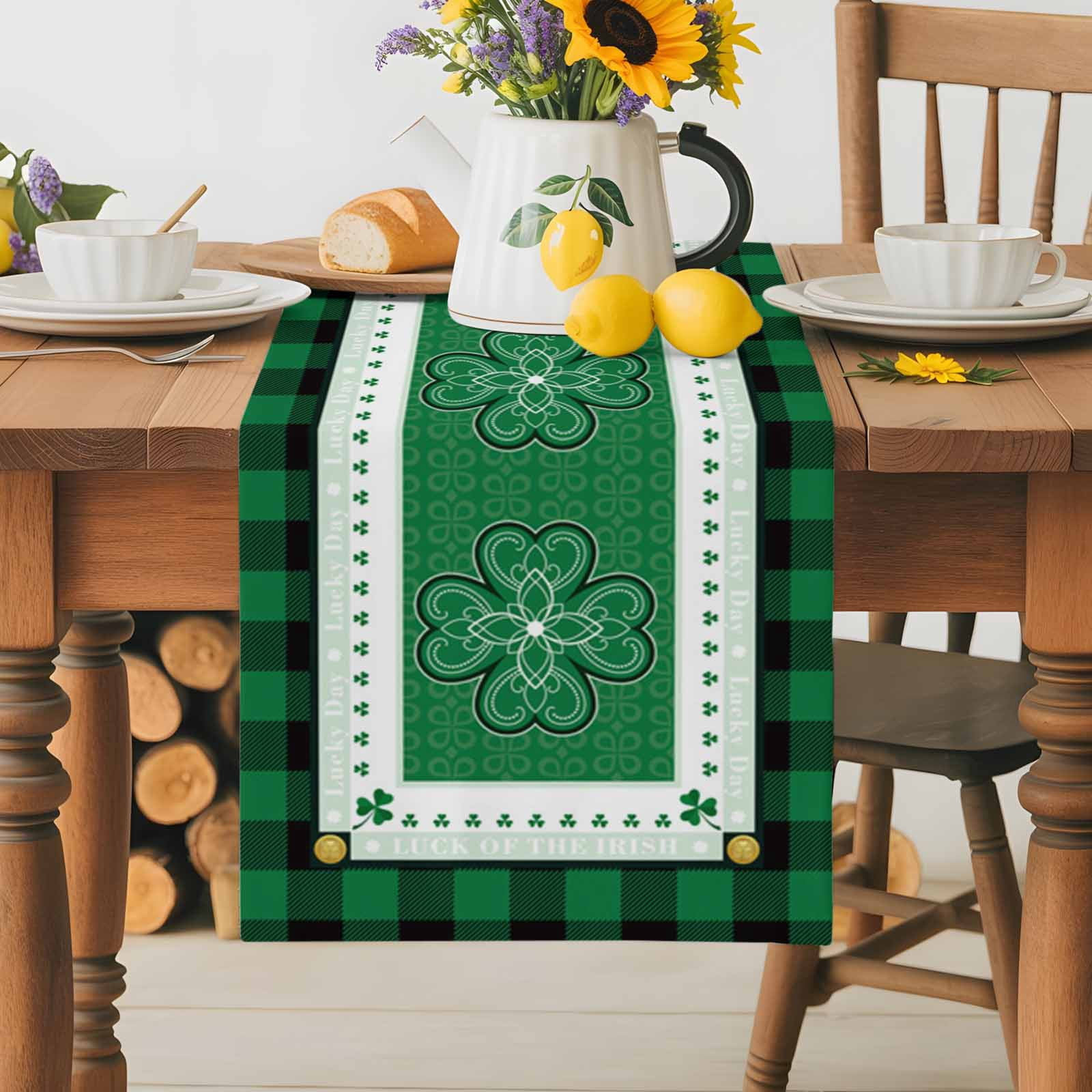 Burlap Table Runner 36 Inches Long,St. Patrick's Day Celtic Knots Lucky ...