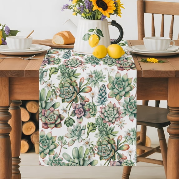 Burlap Table Runner 36 Inches Long, Summer Multi-meat Plants Non-Slip ...