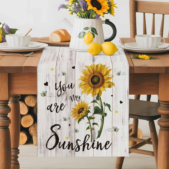 Burlap Table Runner 36 Inches Long, Sunshine Sunflower Bee Love Non ...