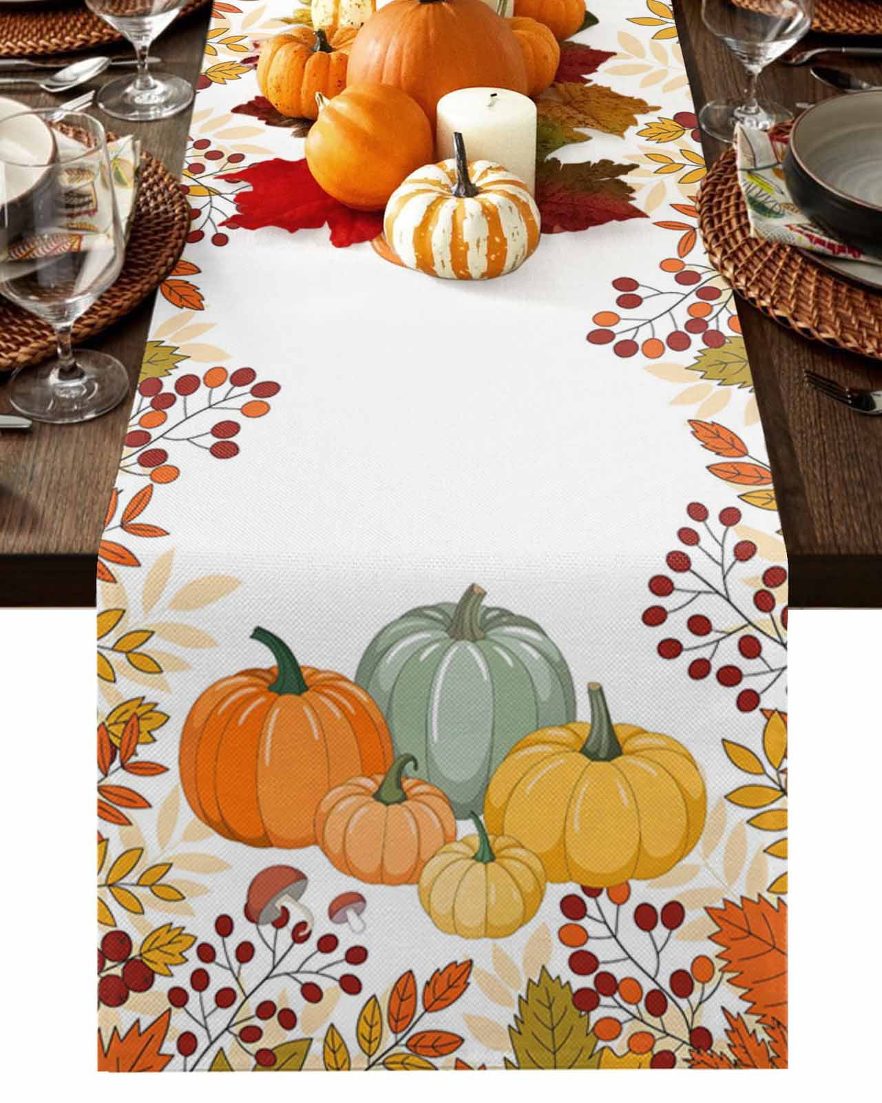 Burlap Table Runner 36 Inches Long,Thanksgiving Pumpkin Fall Orange ...