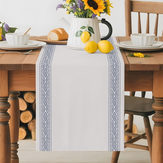 Burlap Table Runner 36 Inches Long, Vintage Bohemian Tribal Geometric ...