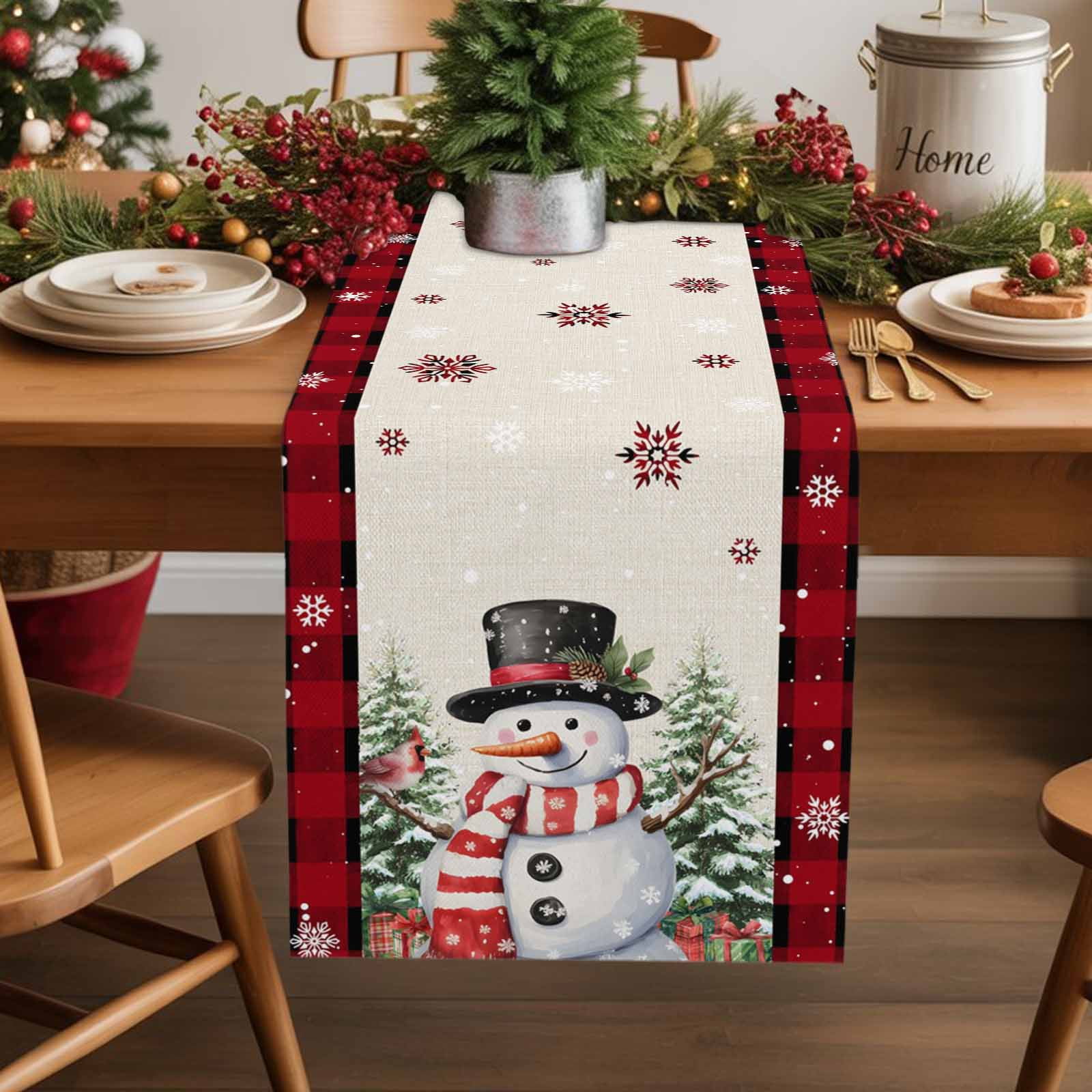 Burlap Table Runner 36 Inches Long,Vintage Christmas Tree Non-Slip ...