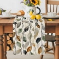 Burlap Table Runner 36 Inches Long, Vintage Watercolor Leaves Non-Slip ...